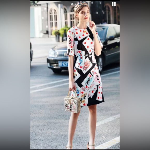 Dresses | Dolce Gabbana Inspired Queen Of Hearts Playing Cards Dress S ...